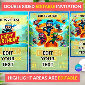 Ninja Pool Party Birthday Invitation: Editable Kids Invite (digital) - Etsy