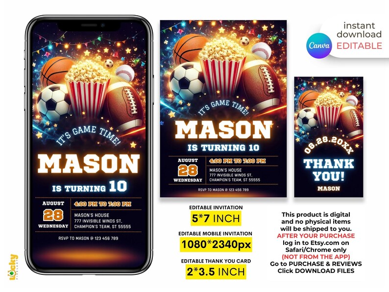 Editable Sports Invitation Template Sports Flyer Neon Glow Sports ...