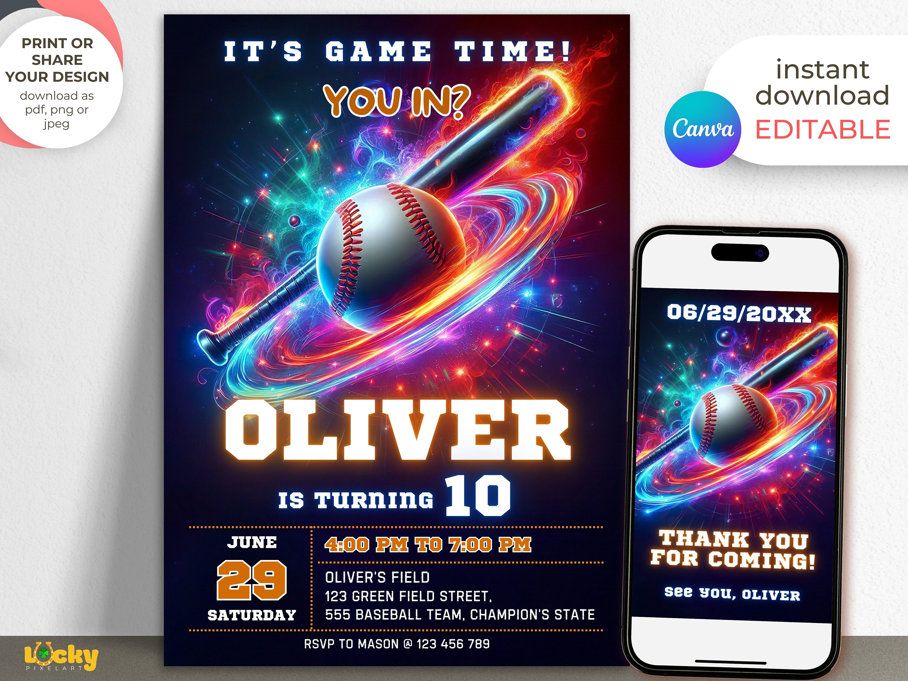 Editable Baseball Card Birthday Invitation Template Printable Birthday ...