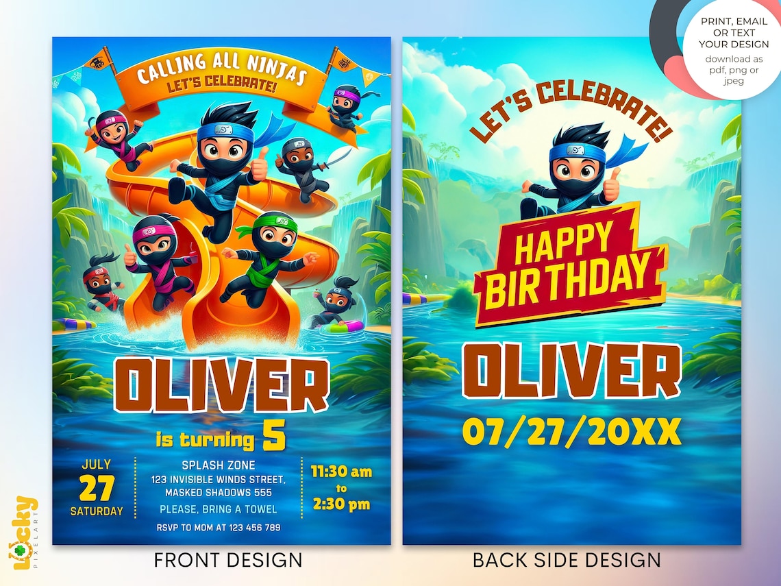 Ninja Pool Party Birthday Invitation: Editable Kids Invite (digital) - Etsy