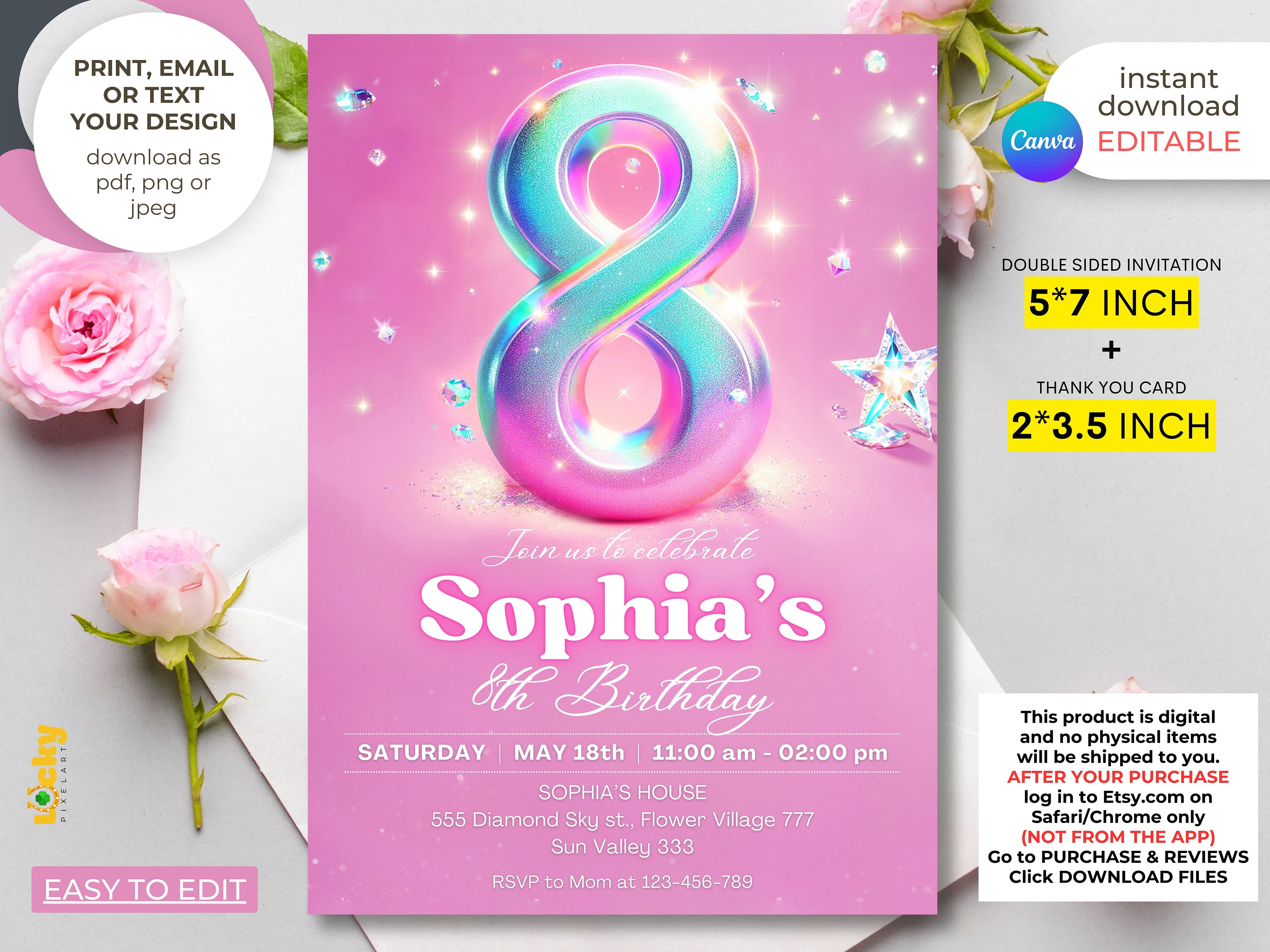 Create Makeover 8th Birthday Party Invitations Art Birthday Party