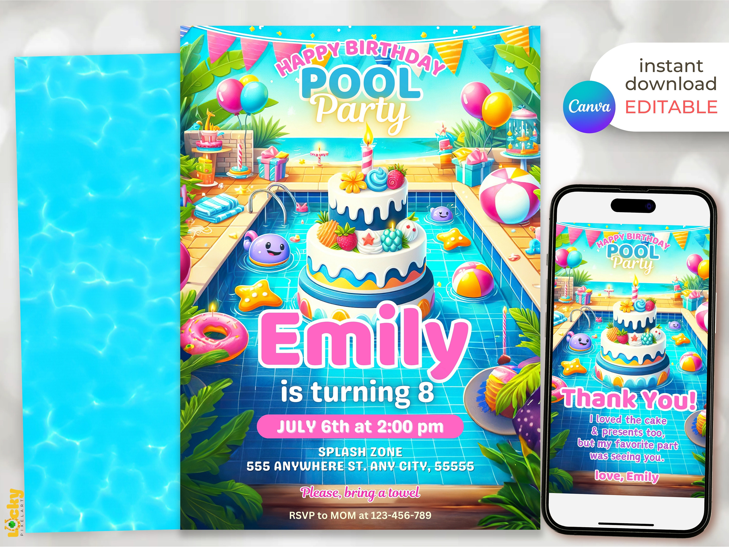 Pool Party Birthday Invitation: Editable Swim Party Invite (digital ...