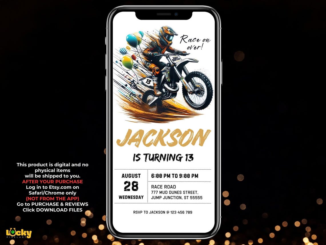 Motocross Birthday Invitation Template: Biker Party (digital) - Etsy