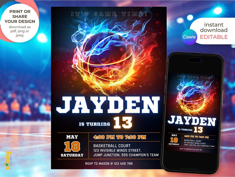 Editable Basketball Birthday Invitation Editable Template Printable ...