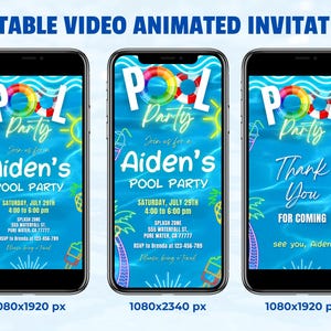 Editable Printable Video Pool Party Invitation Online Digital Template ...
