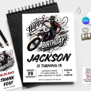 Editable Motocross Birthday Invitation Template Dirt Bike Birthday ...
