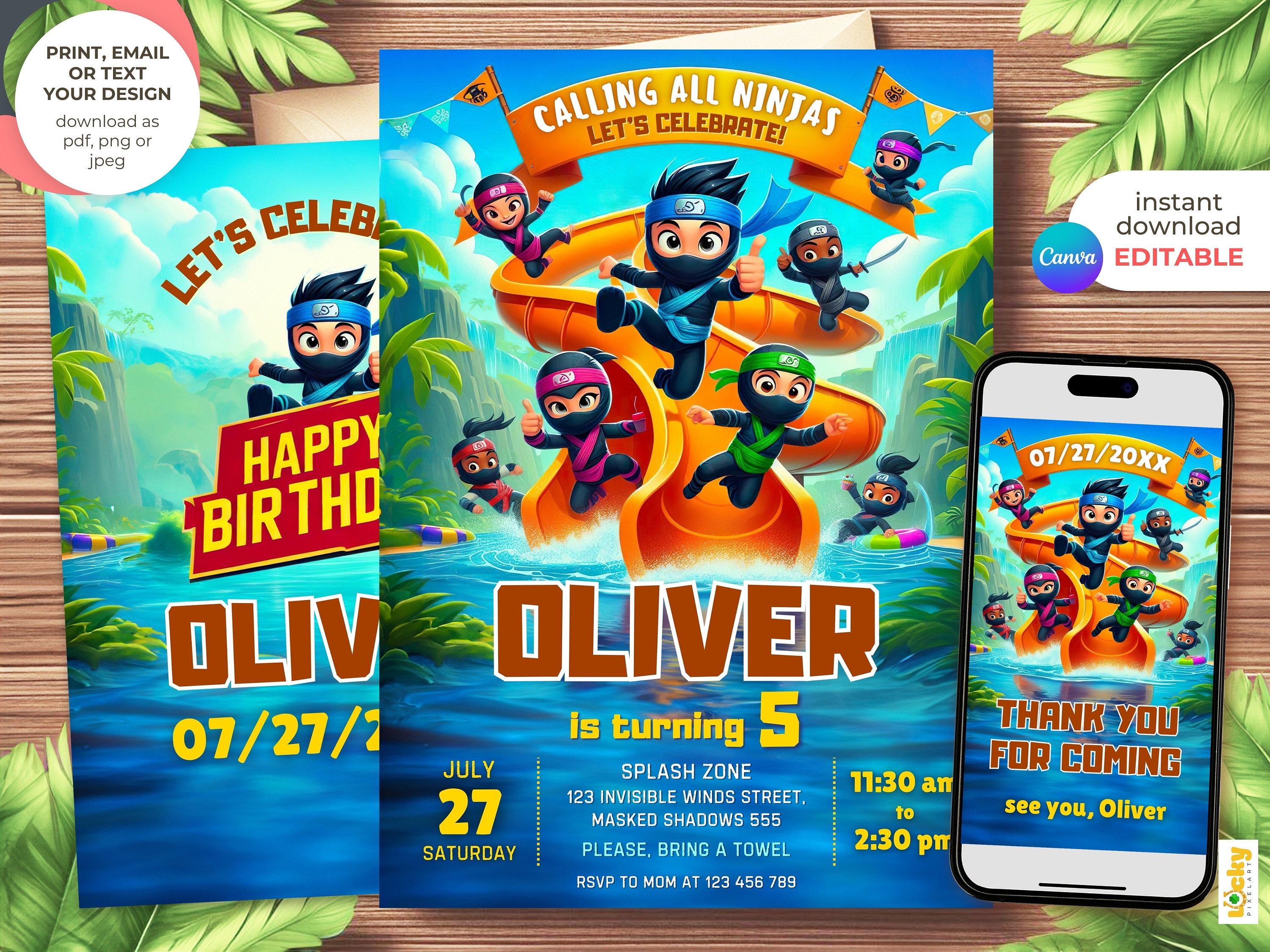 Ninja Pool Party Invitations Ninja Birthday Party Invitations | Get