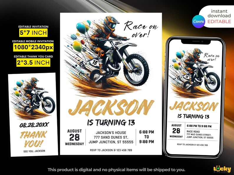 Motocross Birthday Invitation Template: Biker Party (digital) - Etsy
