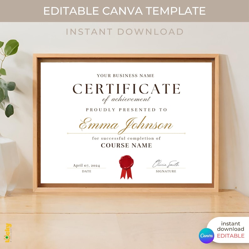 Editable Certificate of Completion Template: Elegant Award Design ...