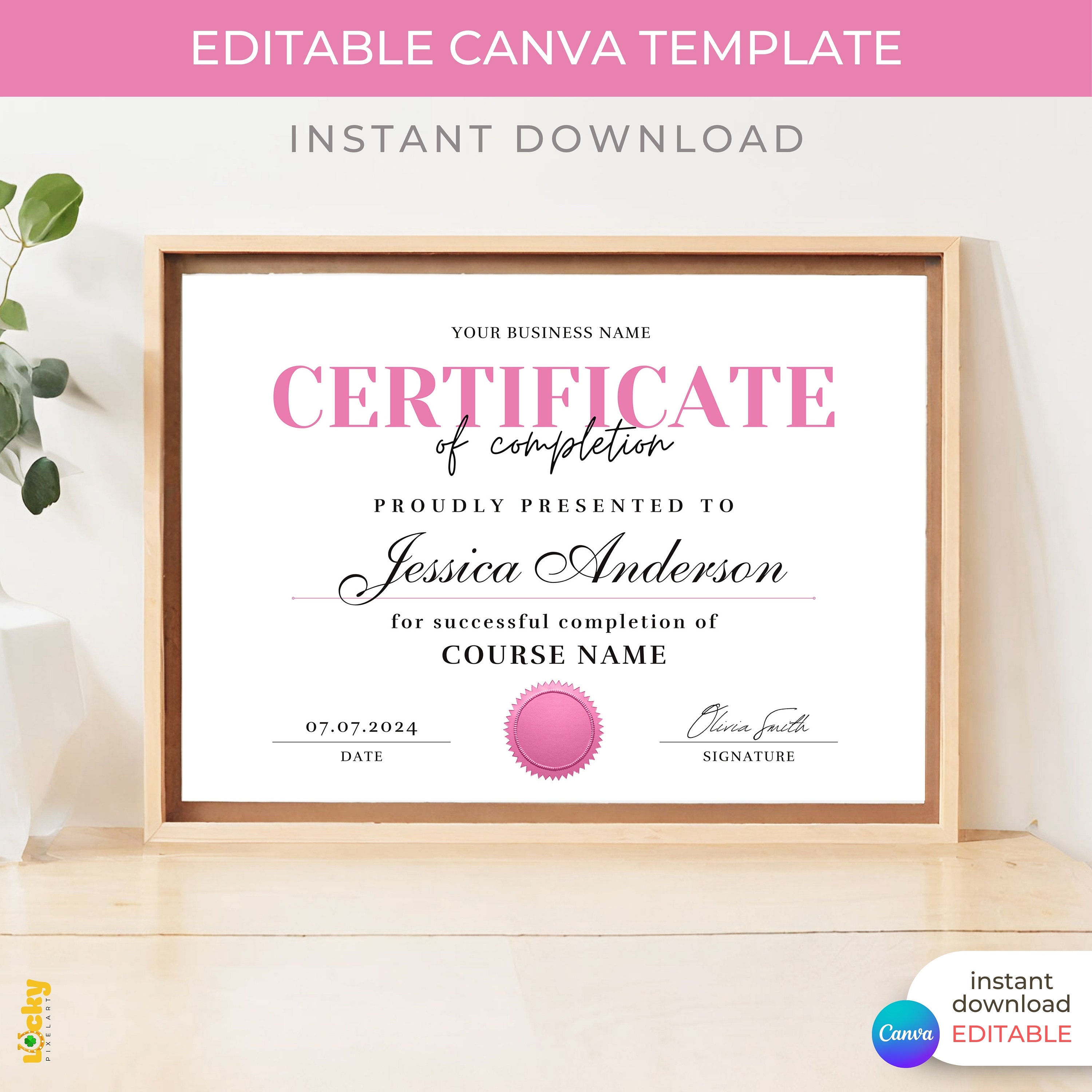 Editable Certificate of Completion Template Award Template Printable ...