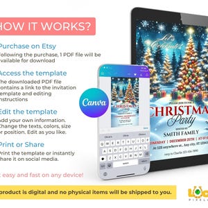 Editable Christmas Party Invitation: Holiday Dinner (digital ...