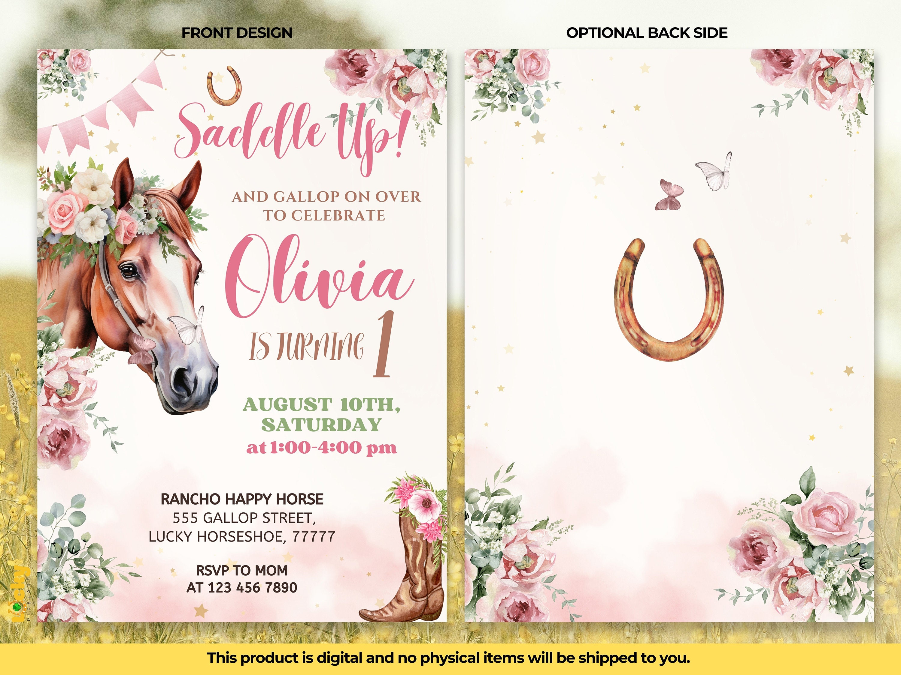 Editable Cowgirl Birthday Invitation Template Girl Horse Birthday Party ...