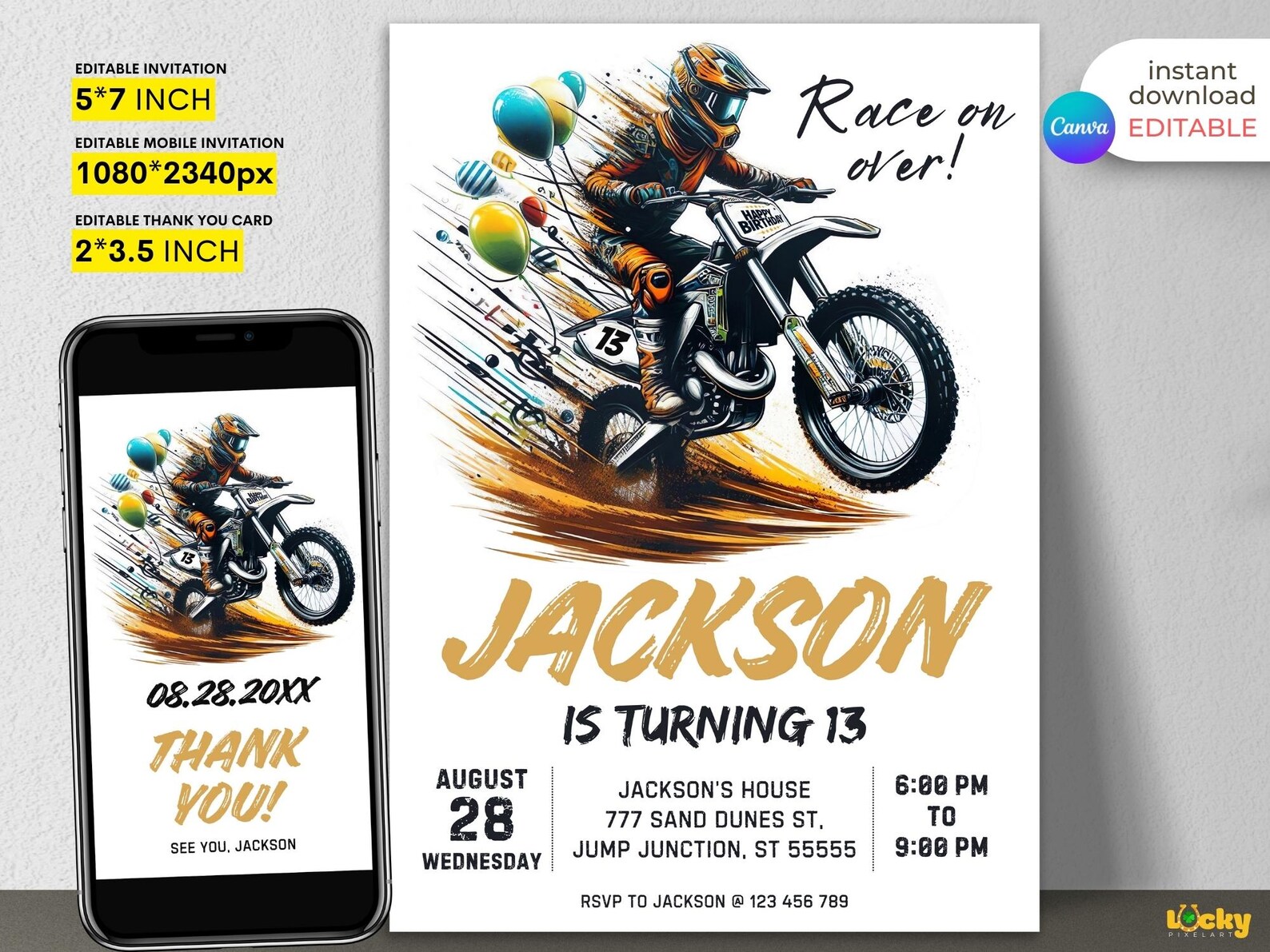 Motocross Birthday Invitation Template: Biker Party (digital) - Etsy