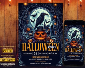 Editable Halloween Invitation Halloween Party Flyer Invitation ...