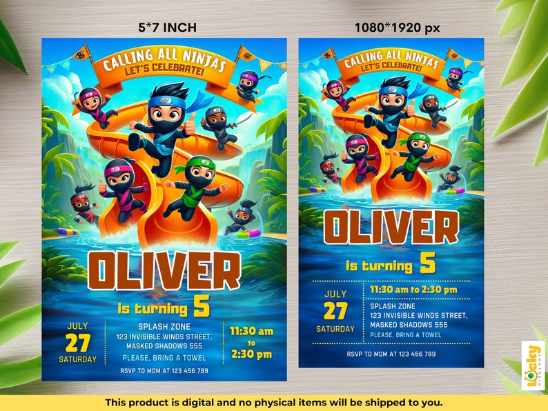 Ninja Pool Party Birthday Invitation: Editable Kids Invite (digital) - Etsy
