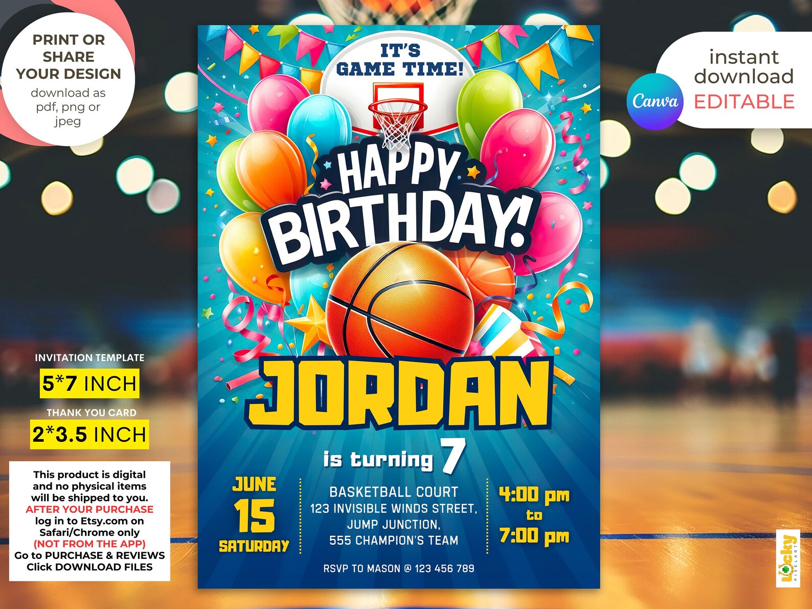 Basketball Birthday Invitation: Editable Template (digital Download) - Etsy
