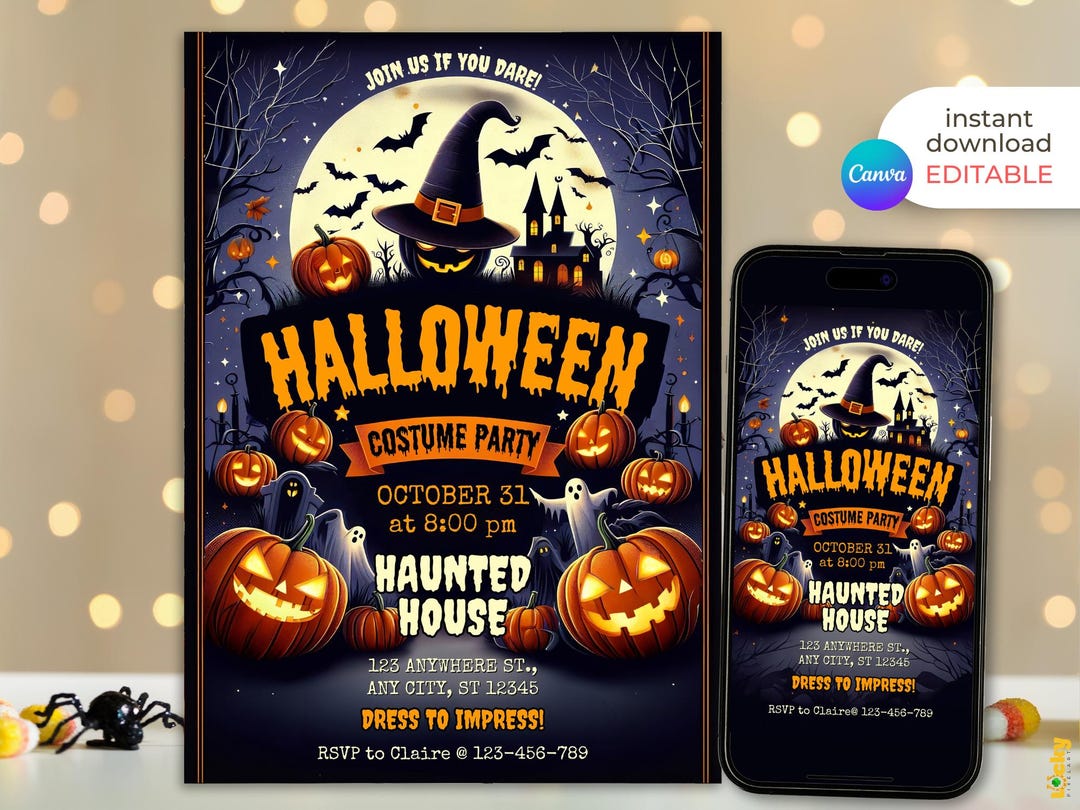 Editable Halloween Invitation Halloween Party Flyer Invitation ...