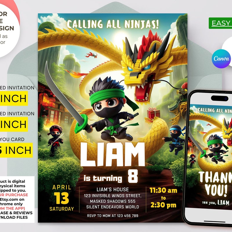 Ninjago Invite - Etsy