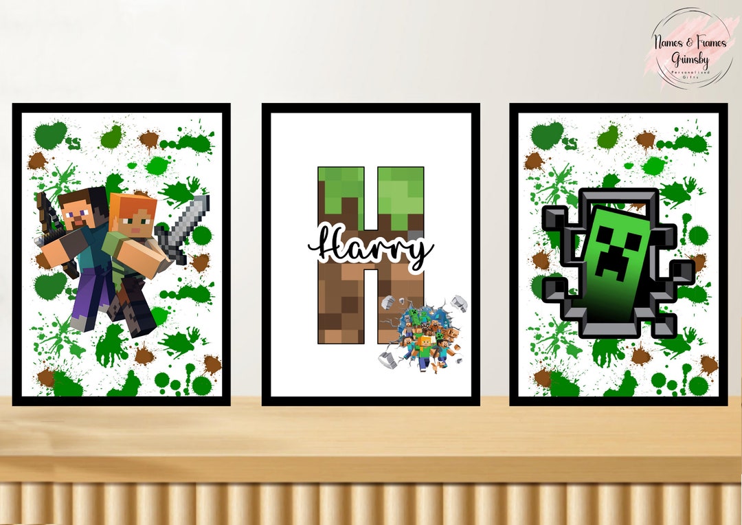 Personalised Minecraft Name Prints Custom Minecraft Prints Child's ...