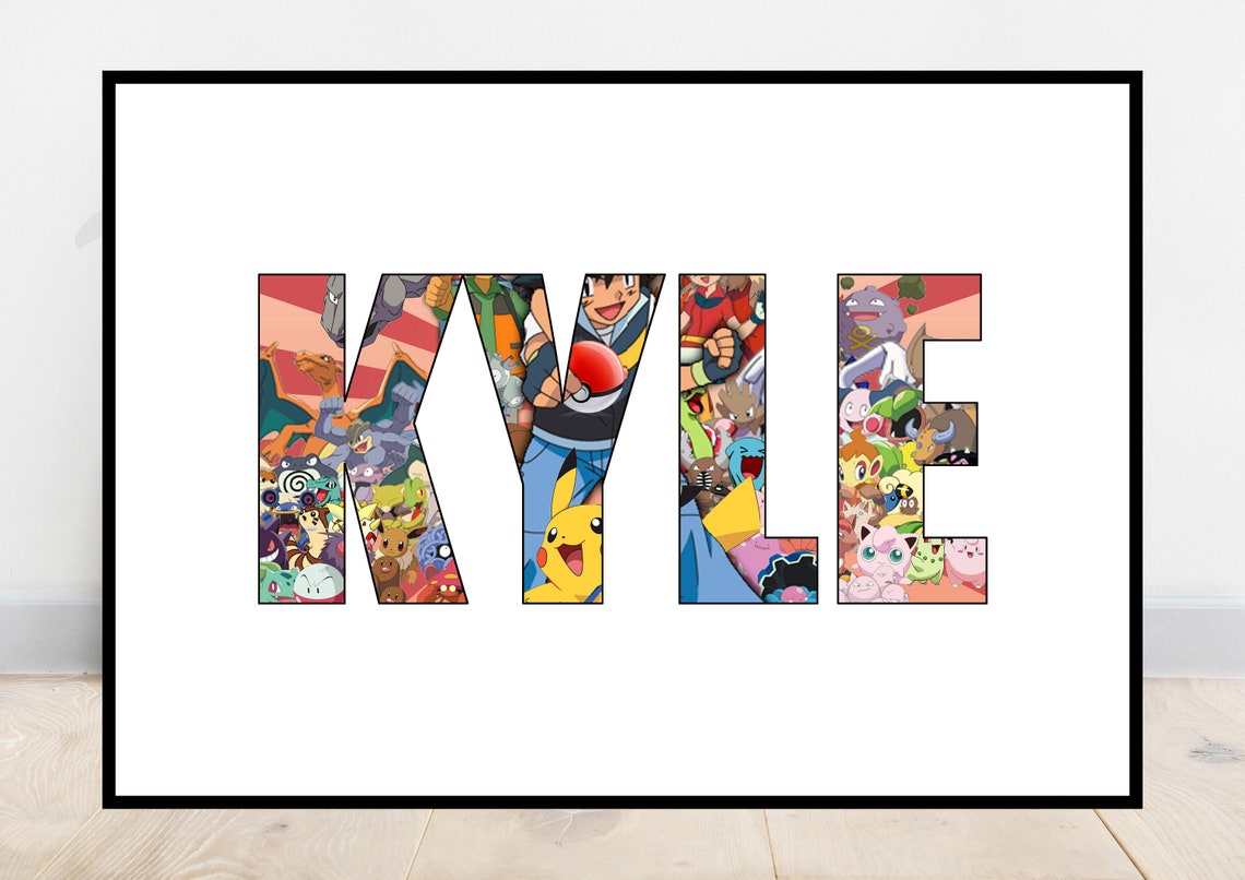 Personalised Pokemon Name Print Custom Pokemon Character Print Child's ...