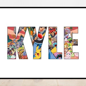 Personalised Pokemon Name Print Custom Pokemon Character Print Child's ...