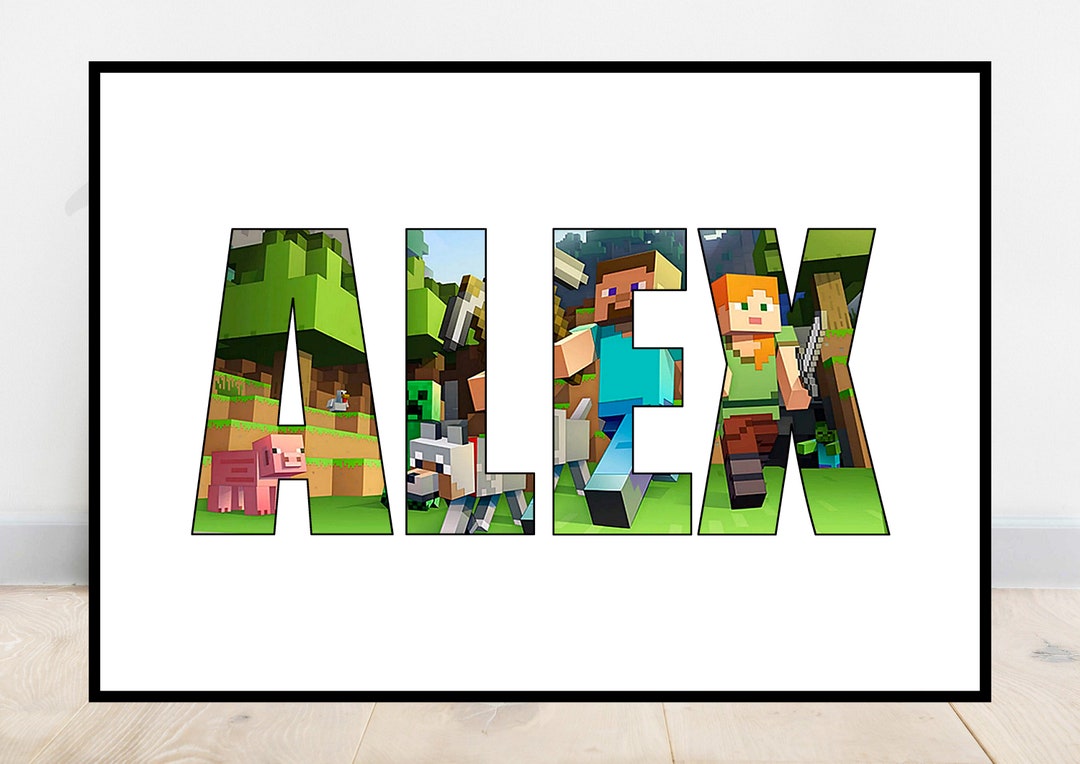 Personalised Minecraft Name Print Custom Minecraft Characters Child's ...