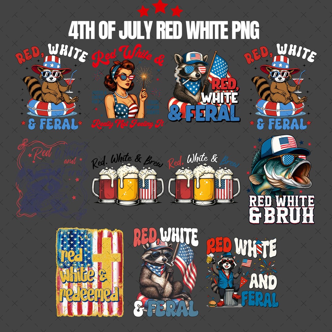 70+ Red White & 4th of July PNG Bundle, 4th of July PNG , Fourth of ...