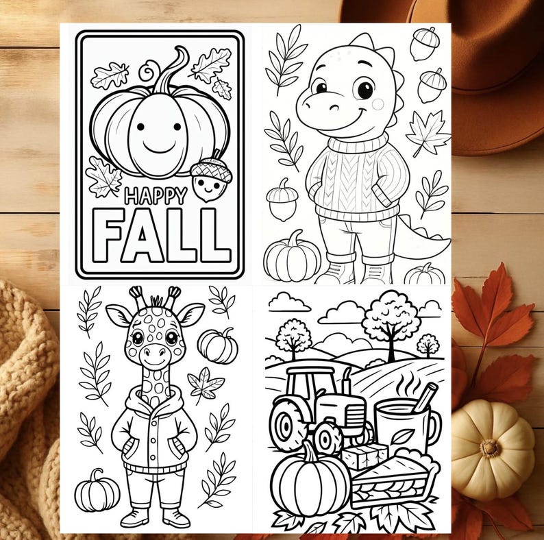 Adorable Autumn Fun - Digital Coloring Pages for Kids | Pumpkin ...