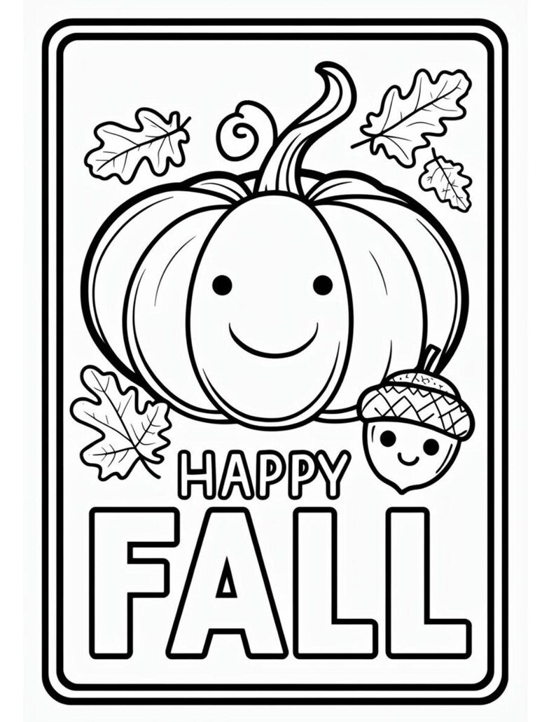 Adorable Autumn Fun - Digital Coloring Pages for Kids | Pumpkin ...