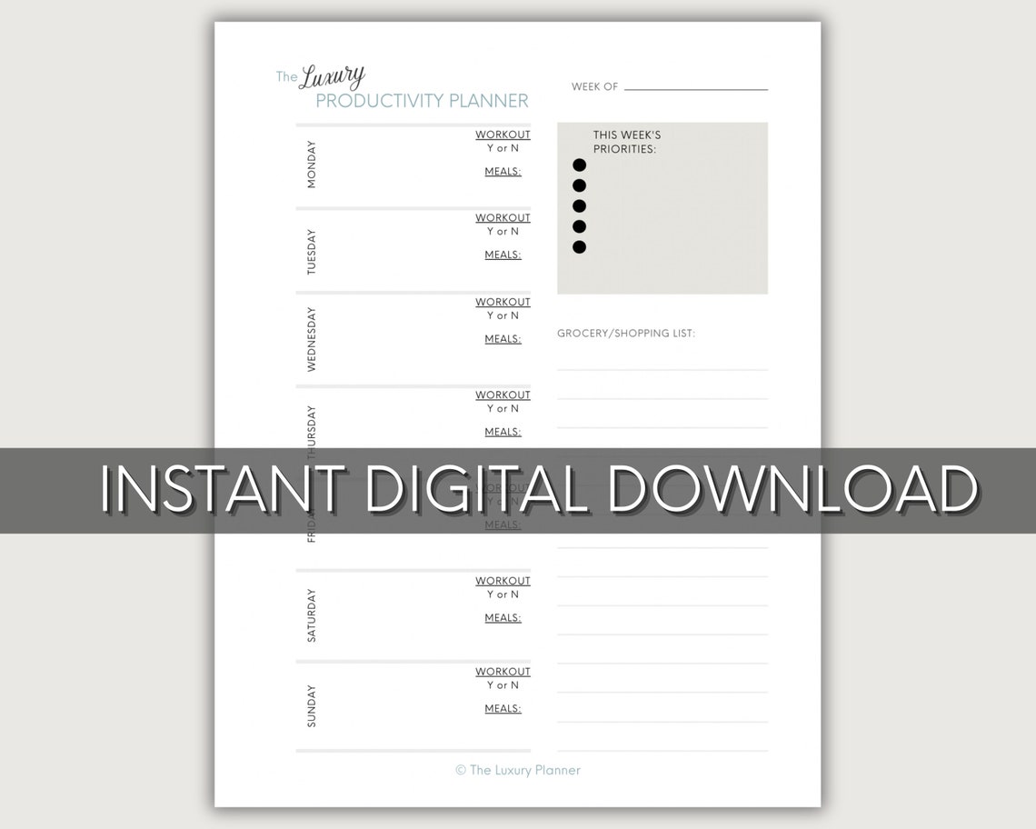 Weekly Planner | Digital Planner | Digital Download | Life Planner ...