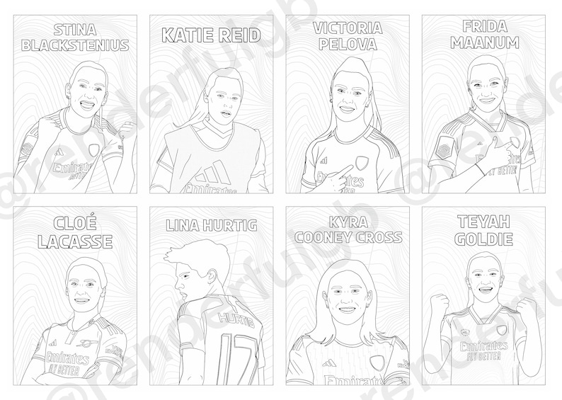 A4 Arsenal Women Inspired Colouring Book - Etsy Australia