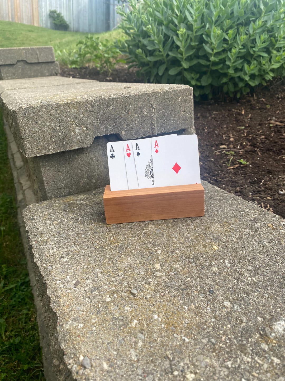 Cherry Wood Playing Card Holder – Hands-free Card Organizer for Large ...