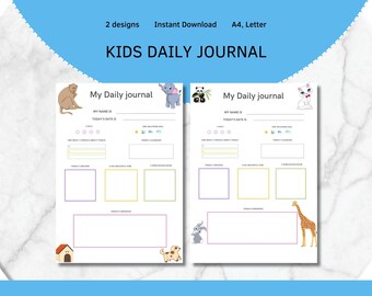 Kids Journal Printable Daily Diary for Children Gratitude - Etsy