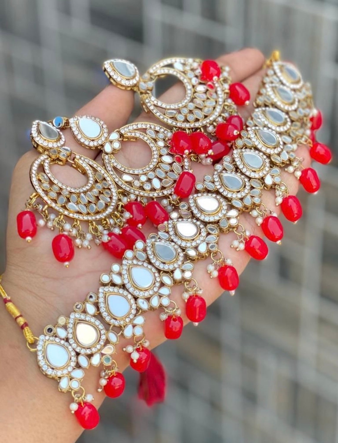 Choker Mirror Set, Mirror Jewelry, Indian Pakistani Jewelry, Necklace ...