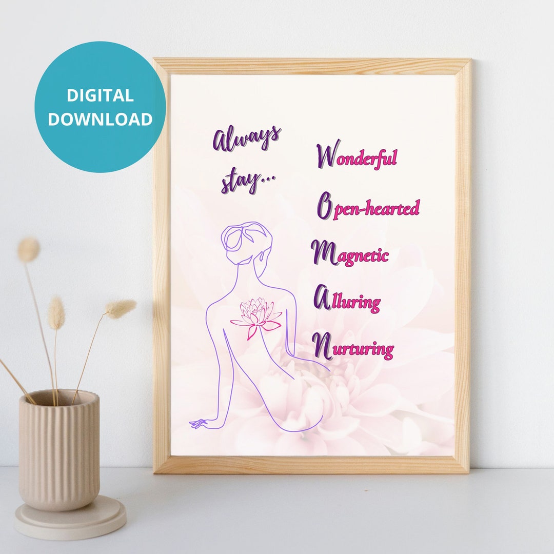 Always Stay Woman Acronym Printable Wall Art, Motivate Gift for Ladies ...