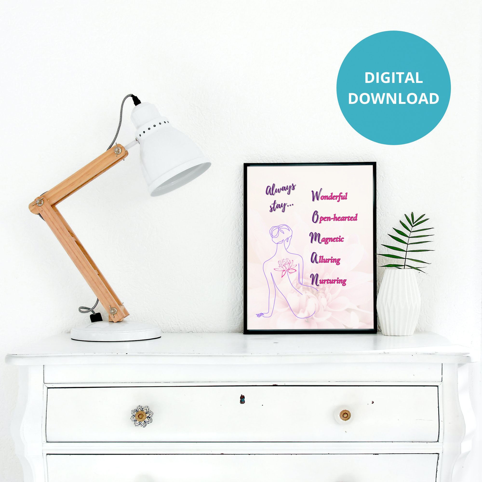 Always Stay Woman Acronym Printable Wall Art, Motivate Gift for Ladies ...