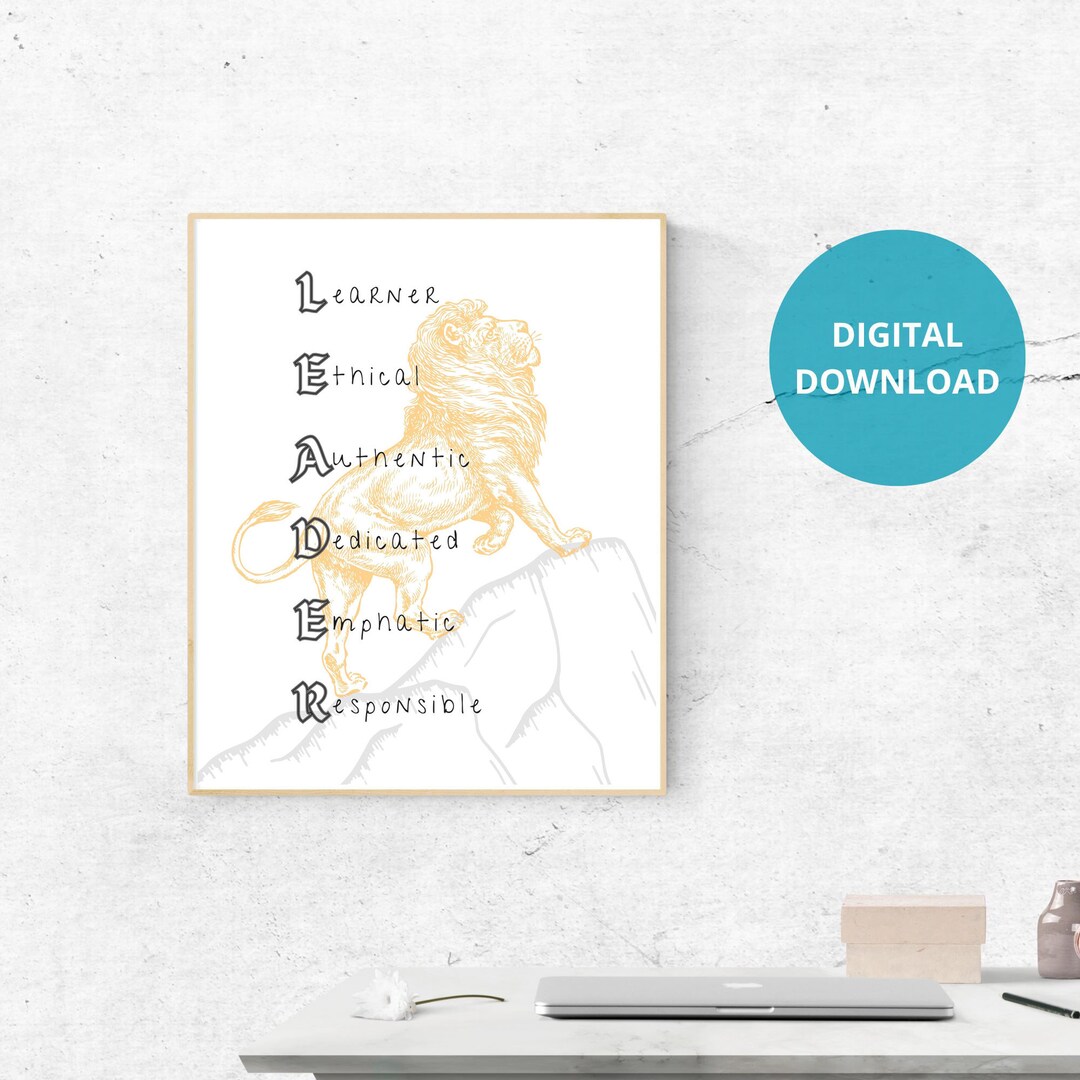 LEADER Acronym, Printable Wall Art, Affirmative Gift, Downloadable Wall ...
