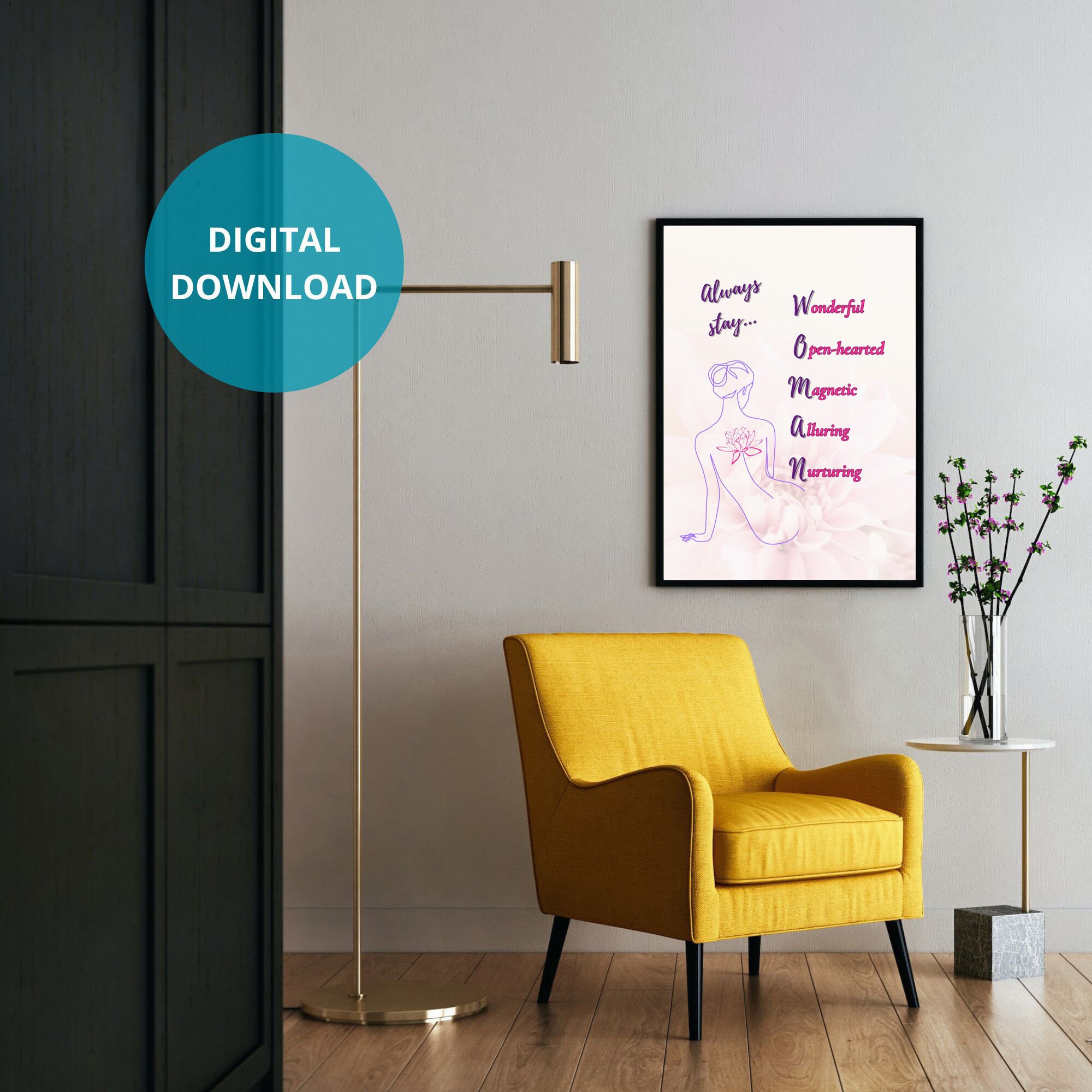 Always Stay Woman Acronym Printable Wall Art, Motivate Gift for Ladies ...