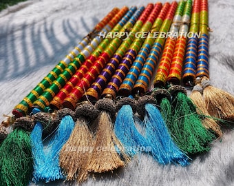 Hand-painted Sankheda Dandiya Sticks | 14 Inch Solid Wood Garba Raas ...