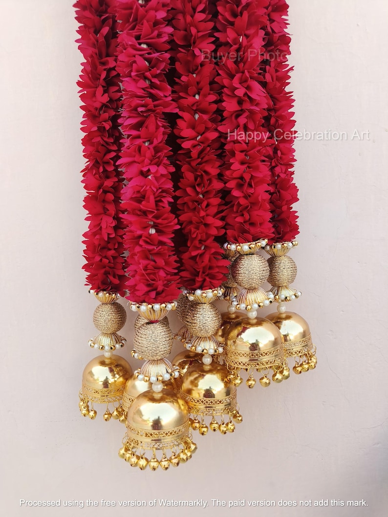 Royal Red/maroon Jasmine Heavy Gajra Garland,metal Dome Latkan Garlands ...
