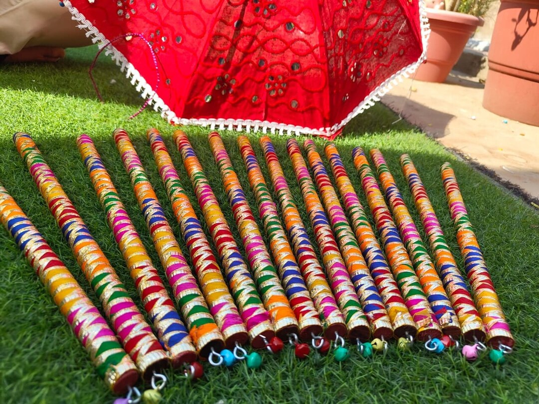 Traditional Multicolor Dandiya Sticks & Mehndi Decor, Perfect for ...