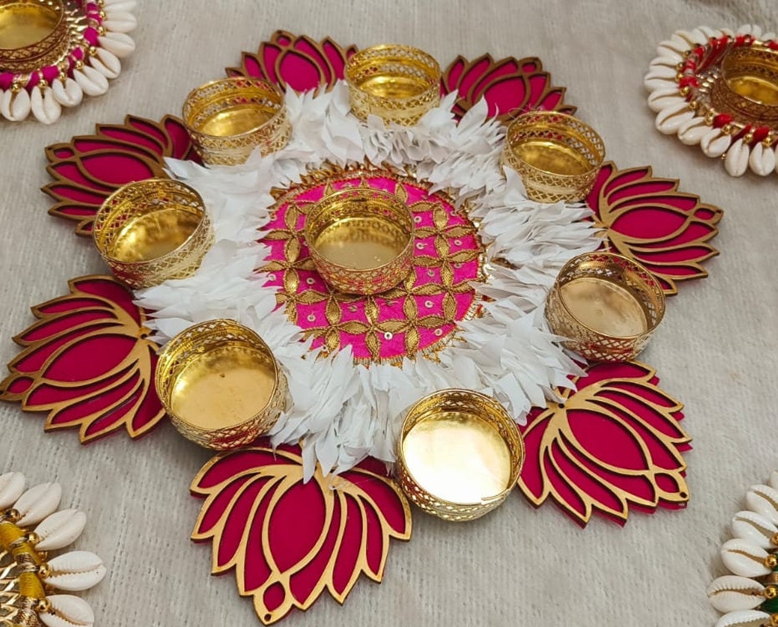 Traditional Rangoli/kolam/muggu Pattern Diya Holder With Tea Light ...
