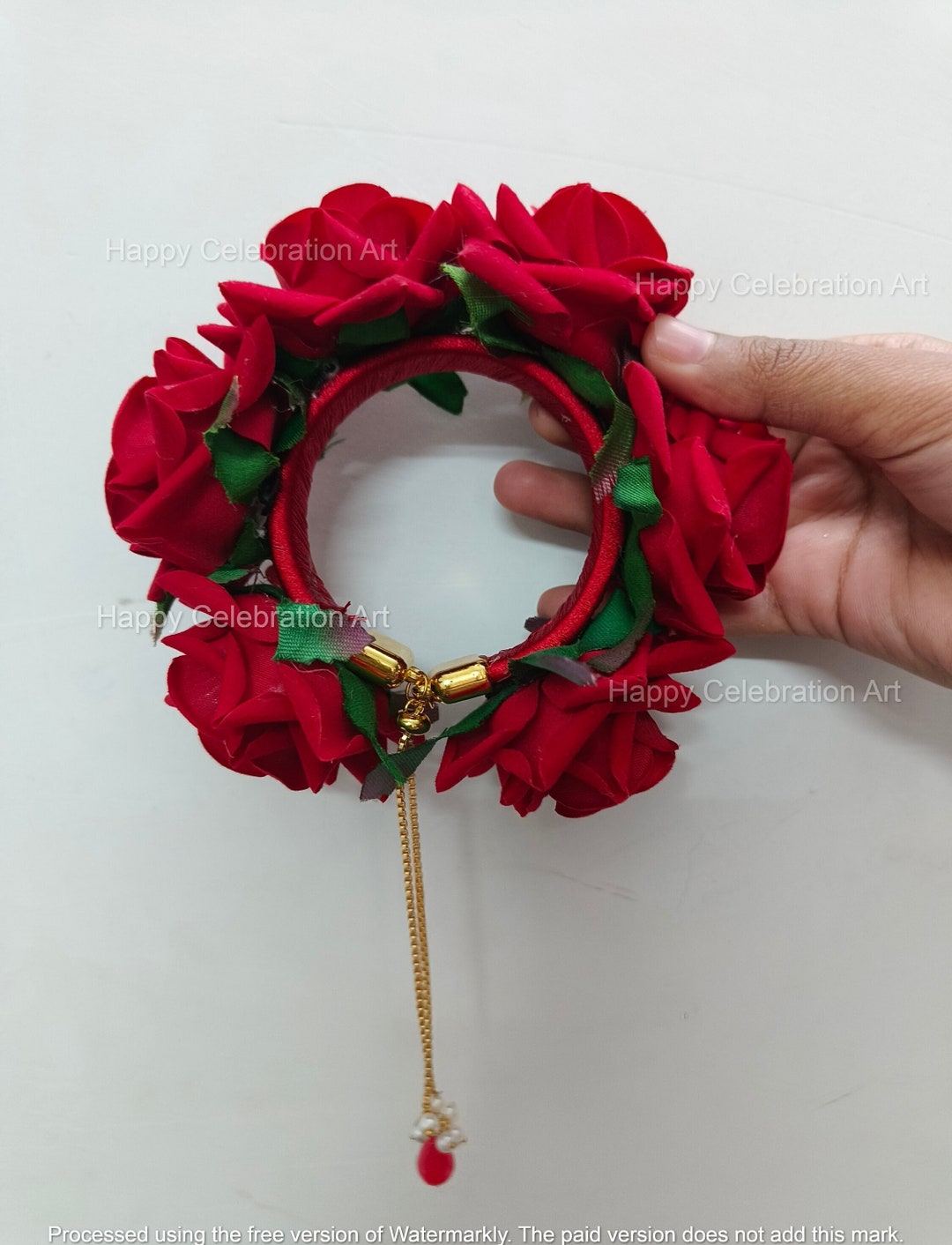 Velvet Rose Flower Gajra, Adjustable Lock Women Jewelry, Islamic ...