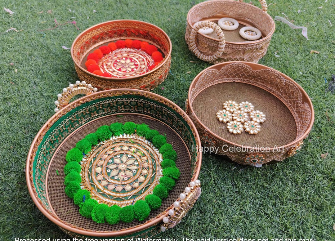 Haldi Mehndi Plate: Indian Wedding Ceremony Decorative Thali - Etsy