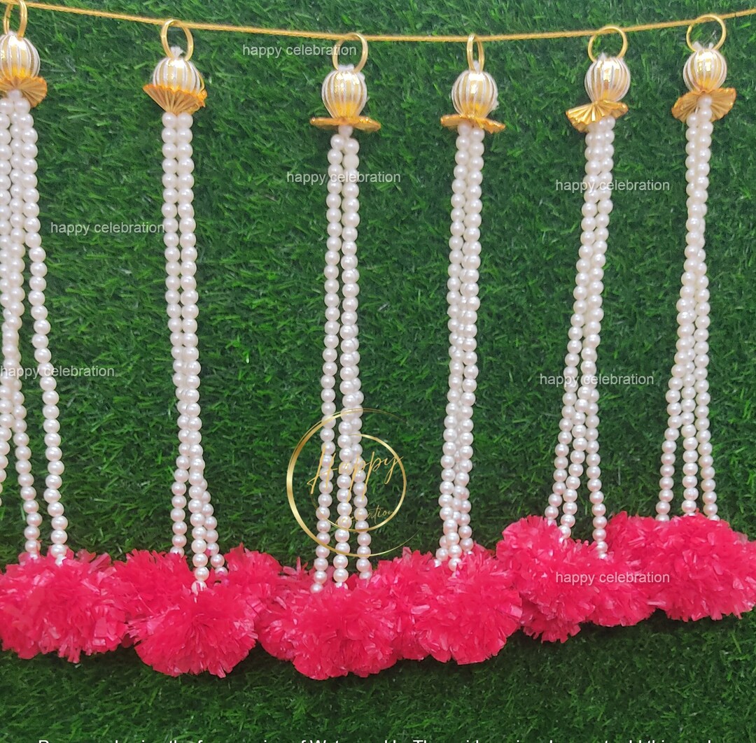 Marigold String With Pearl,hanging for Door Decoration,beaded Marigold ...