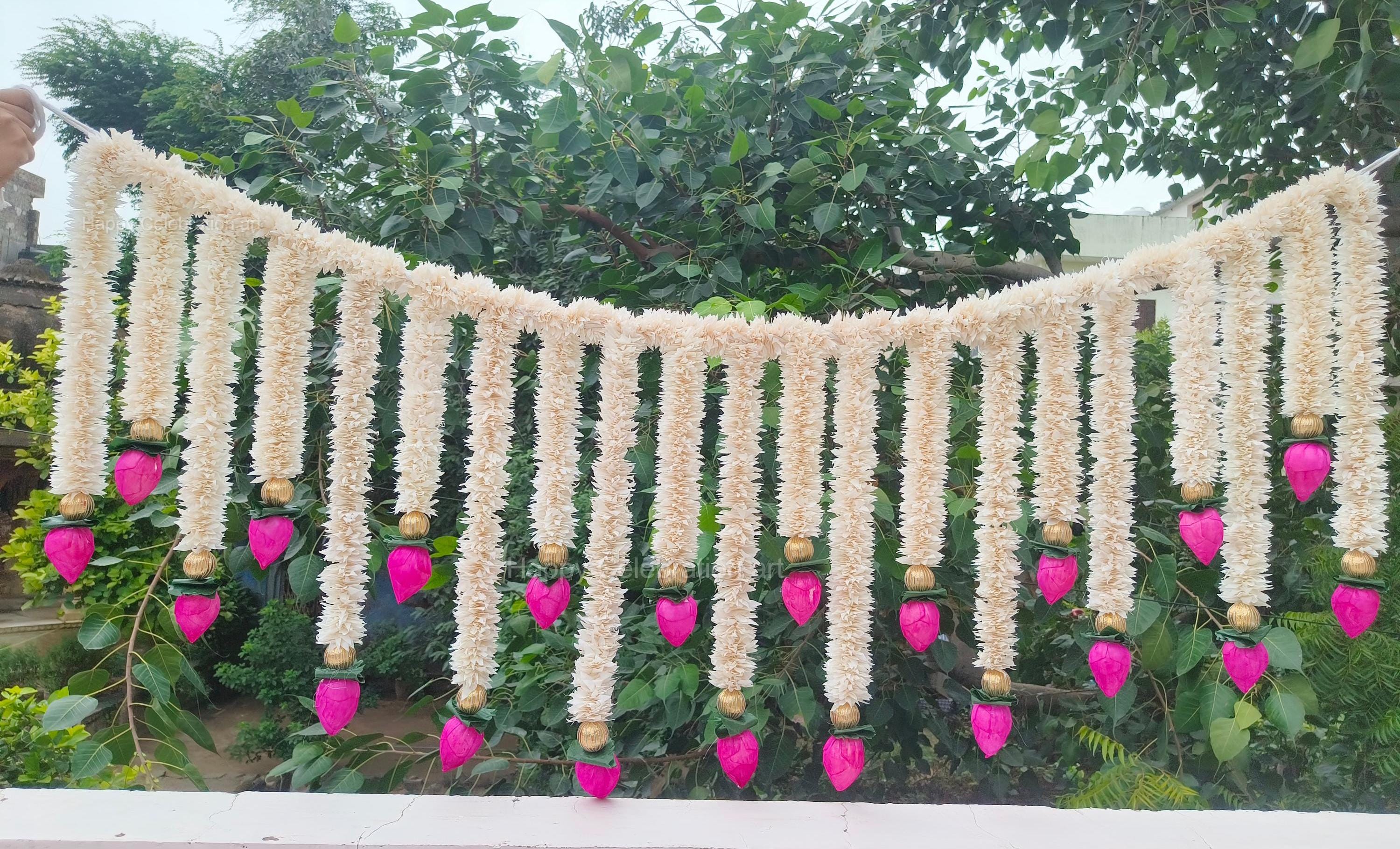 Off White Jasmine With Pink/baby Pink Lotus Flower Door Toran for ...