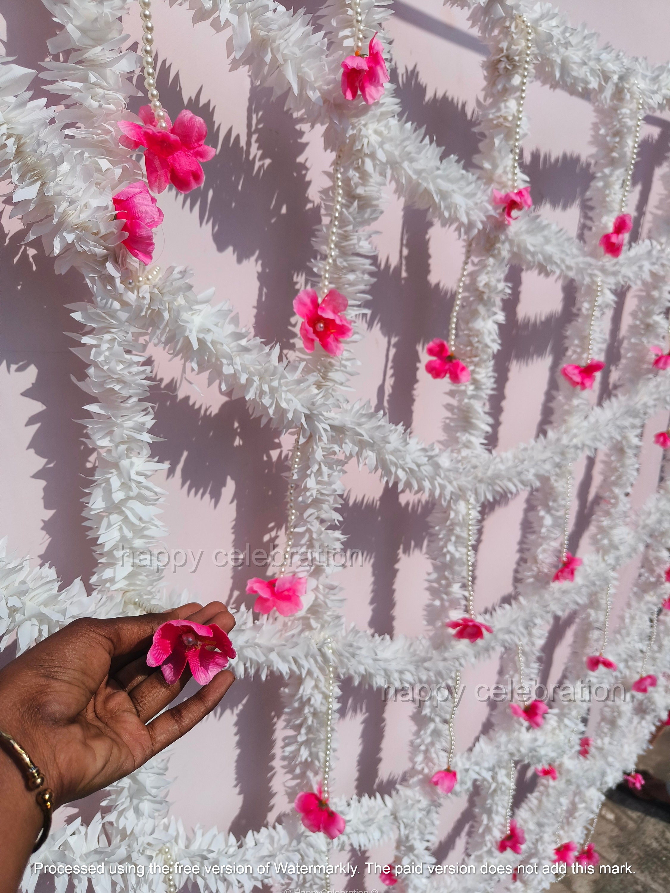 Jasmine Wedding Rose Bridal Entry Chaadar,white and Pink Flowers Phoolo ...