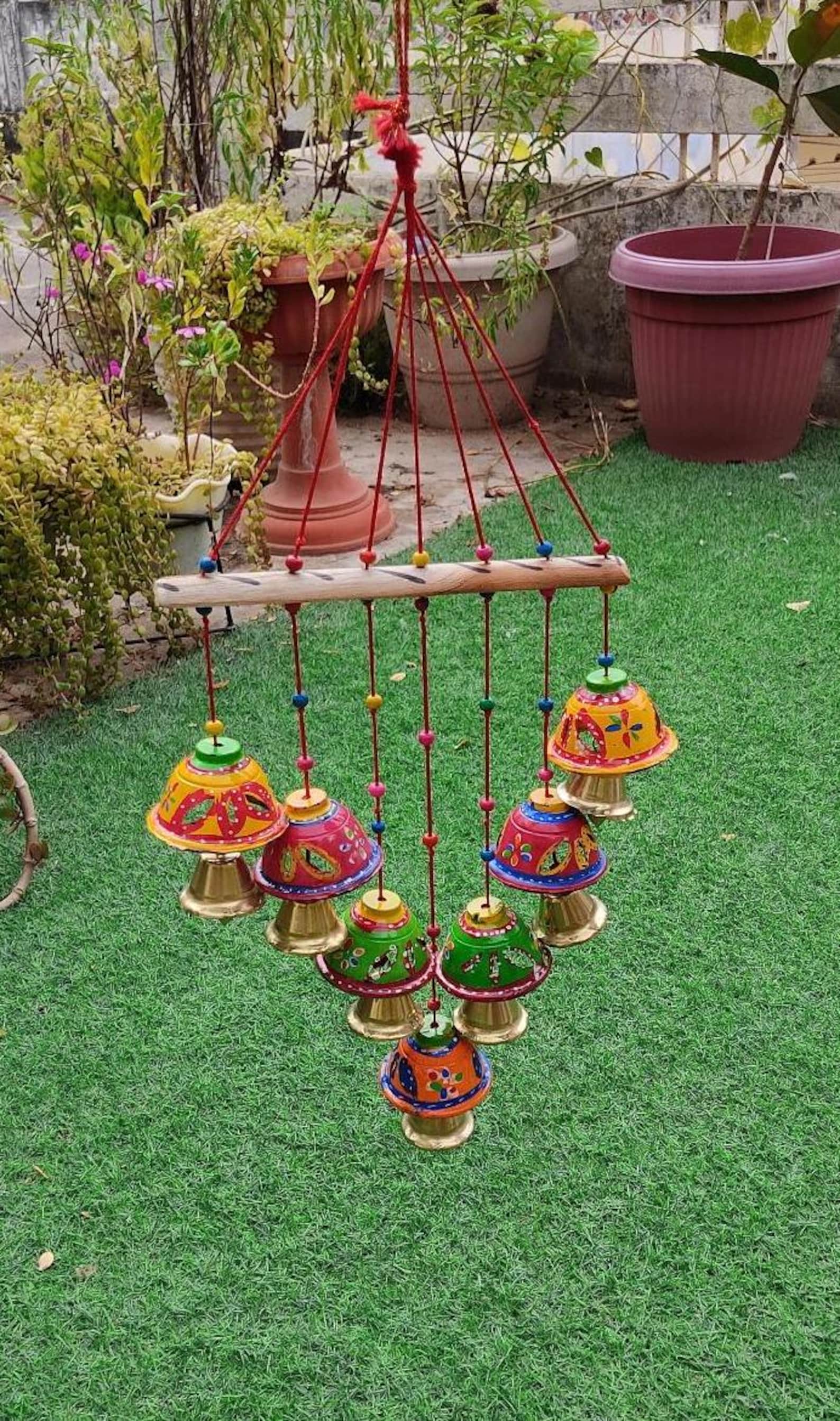 Assorted Rajsathani Round Bell Wind Chime Vibrant Indoor/outdoor Wall ...