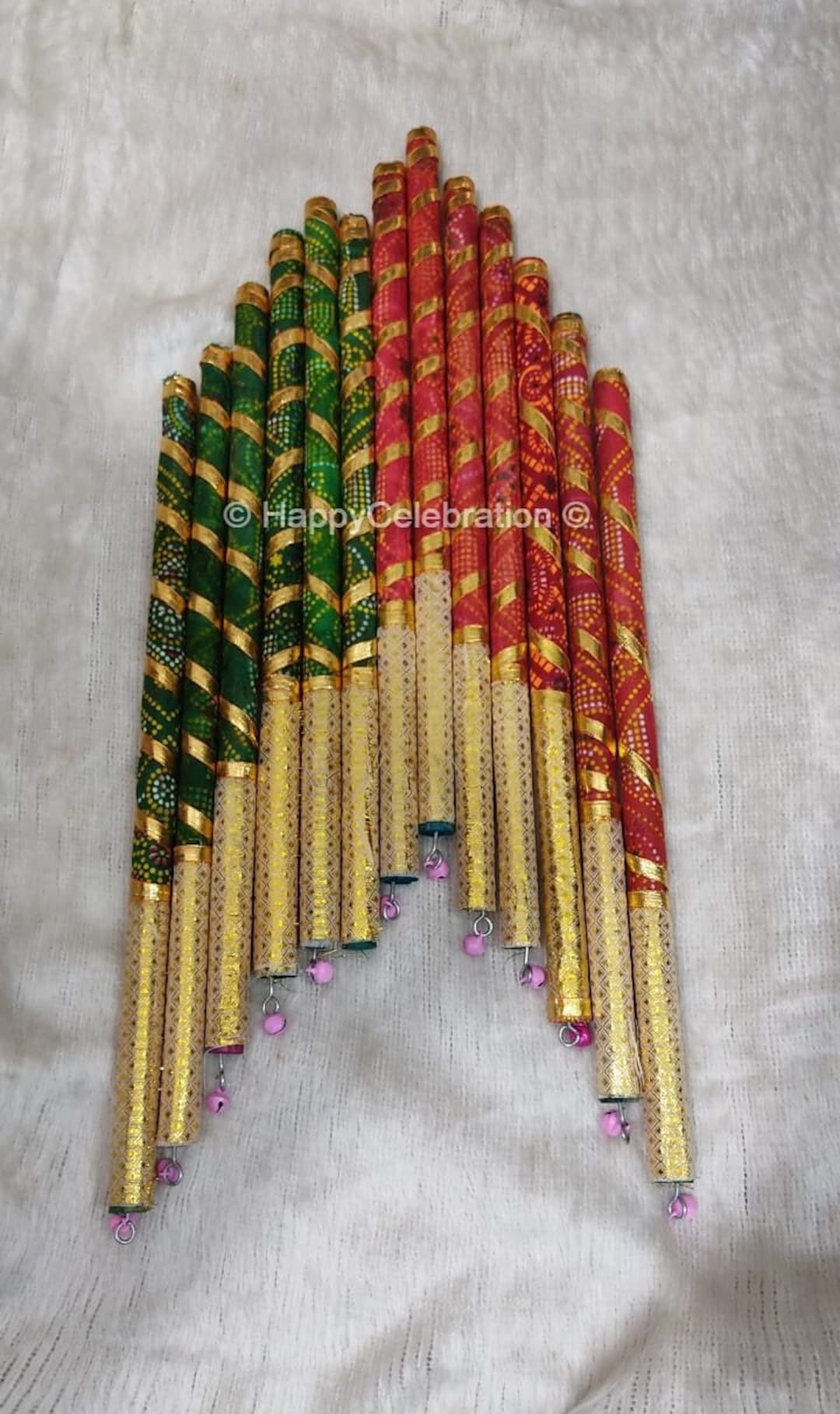 Bulk Traditional Wooden Bandhni Navratri Dandiya Sticks | Handmade ...