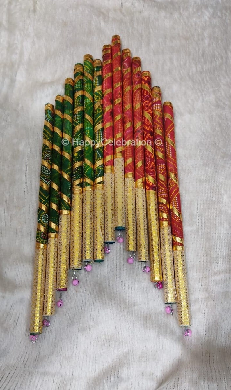 Bulk Traditional Wooden Bandhni Navratri Dandiya Sticks Handmade Garba ...